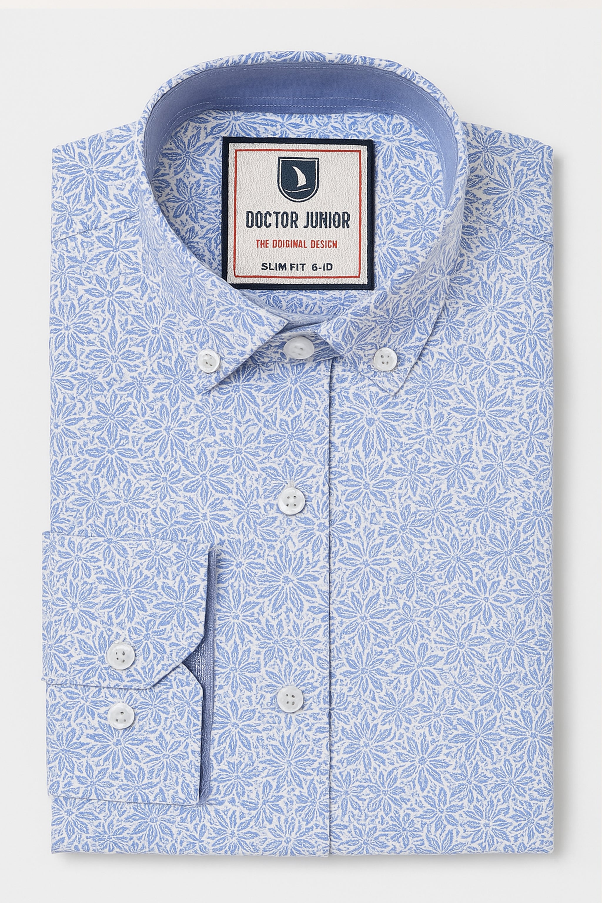 Boys Cotton Blue Floral Pattern Button-Down Shirt | Sirri