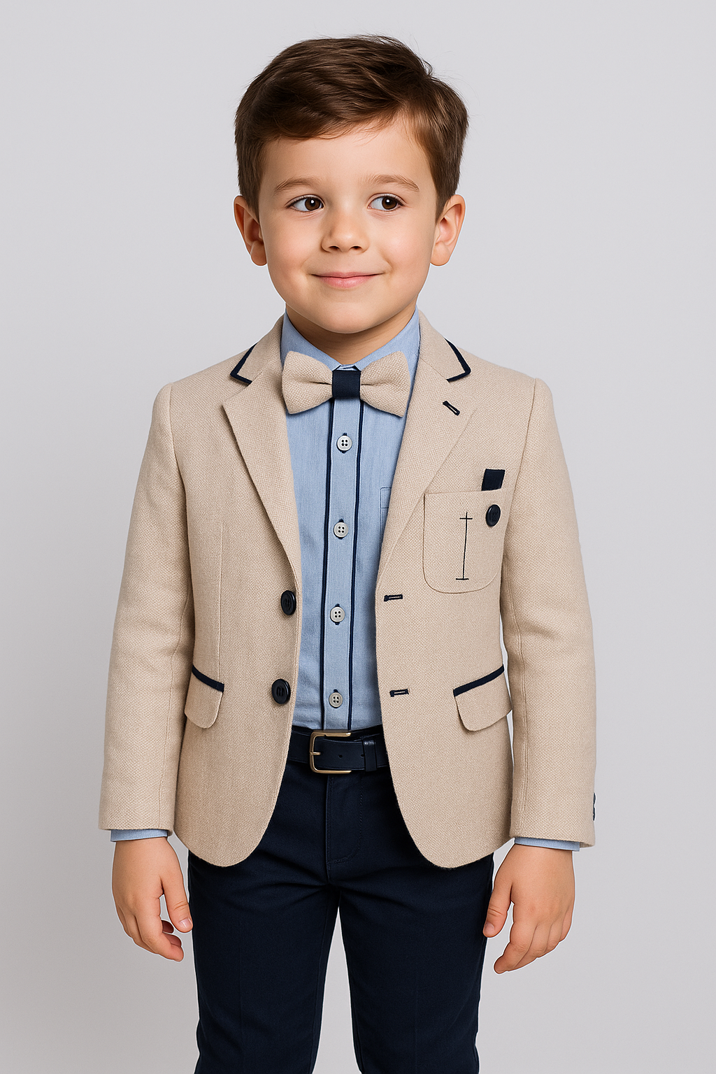 Costume garçon 5 pièces, ensemble formel complet en tweed texturé | SIRRI