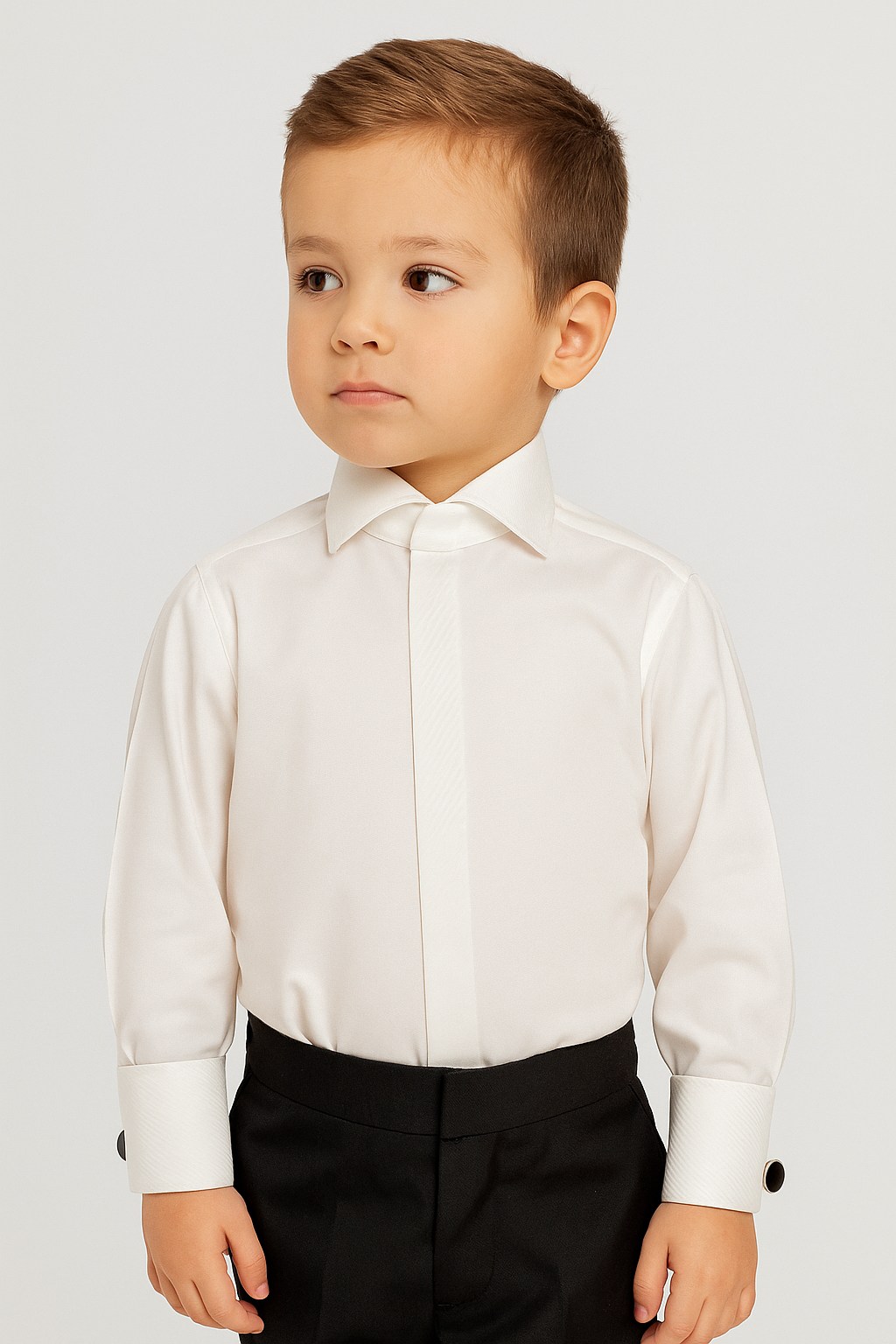 Chemise à col cassé et boutons de manchette pour garçon de qualité ...