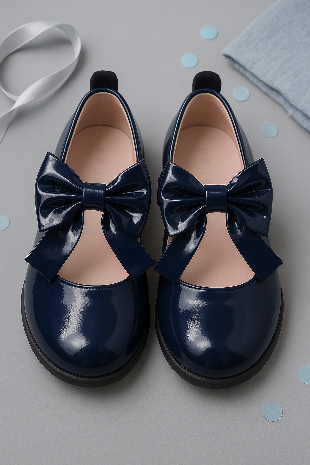 Patent Bow Mary Jane Flats with Velcro | Sirri Girls Shoes