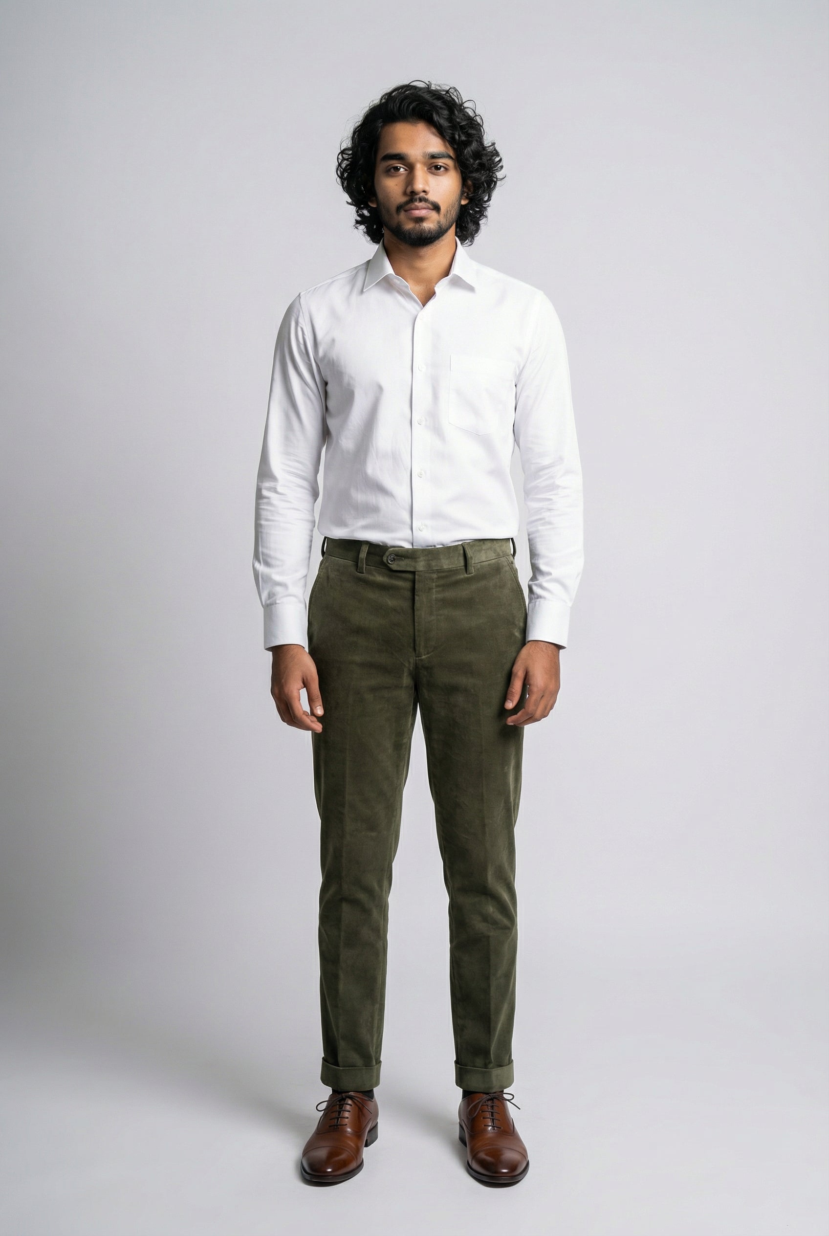 Men’s 2 PC Corduroy Formal Suit in Green & Light Blue| Sirri