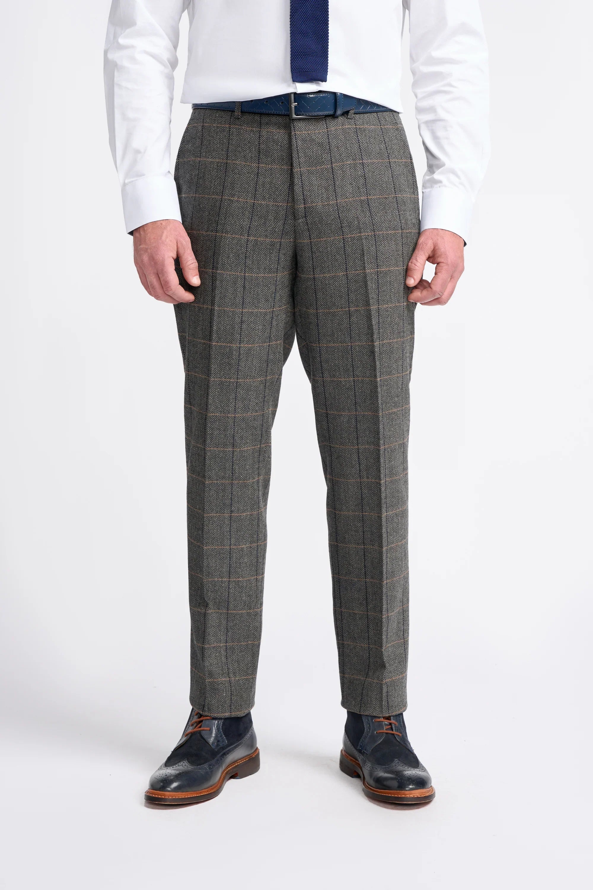 Men's Slim Fit Herringbone Check Tweed Wool Suit Trousers Sold ...
