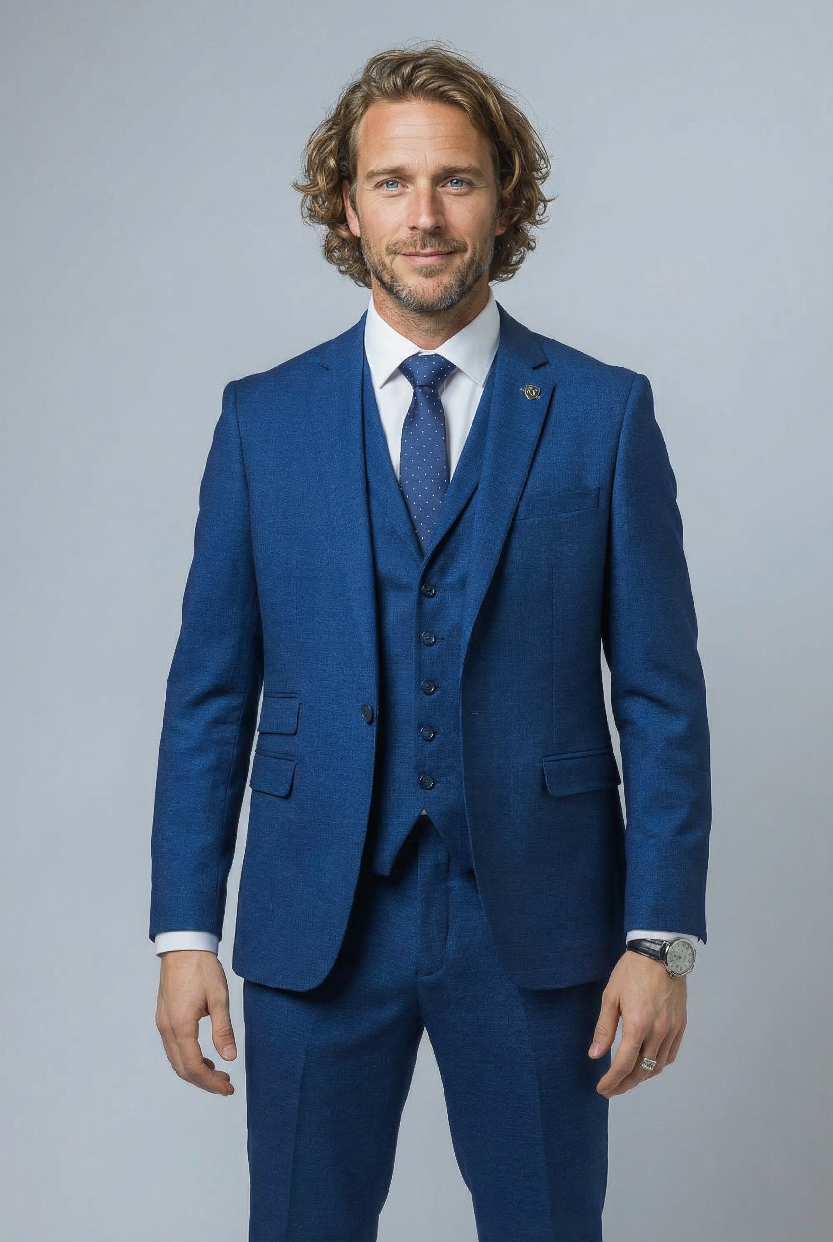 Men's Slim Fit Self Pattern 3 Piece Suit Set | SIRRI