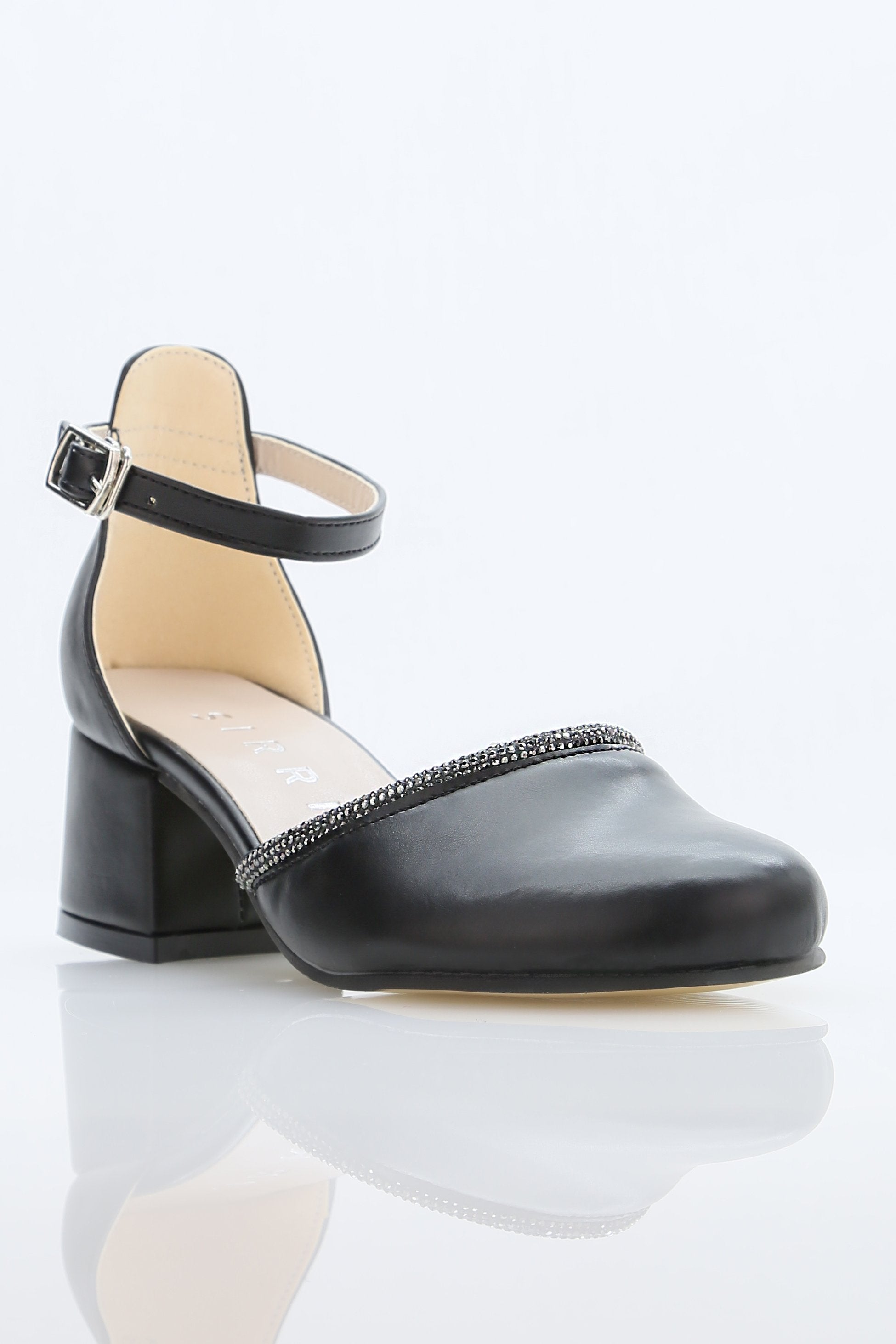 Elegant Girls' Ankle-strap Ivory Block-Heel Shoes | SIRRI